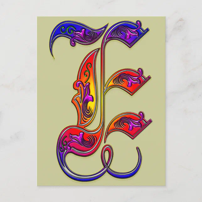 Letter E Alphabet Monogram Print Postcard | Zazzle