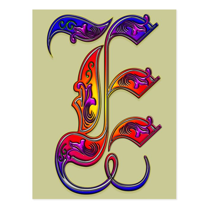 Letter E Alphabet Monogram Print Postcard | Zazzle.com