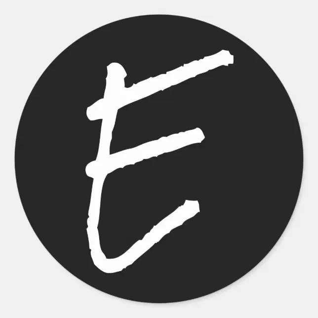Letter E Black Rock Salt Alphabet by Janz Classic Round Sticker | Zazzle
