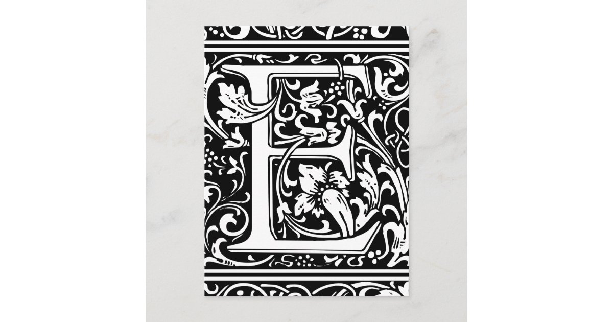 Letter E Medieval Monogram Art Nouveau Postcard | Zazzle