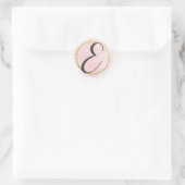 Letter E Monogram Blush Pink Watercolor Gold Chic Classic Round Sticker ...