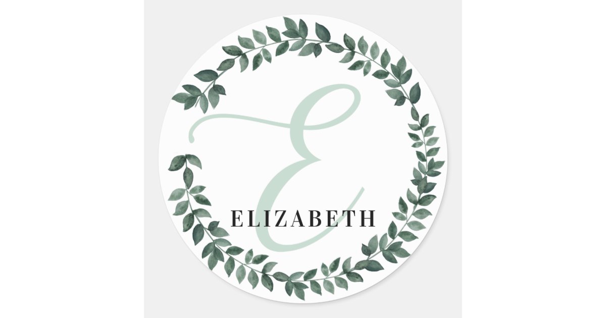 Letter E Monogram Custom Name Minimalist Botanical Classic Round ...