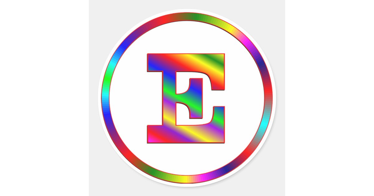 Letter E Rainbow Classic Round Sticker | Zazzle