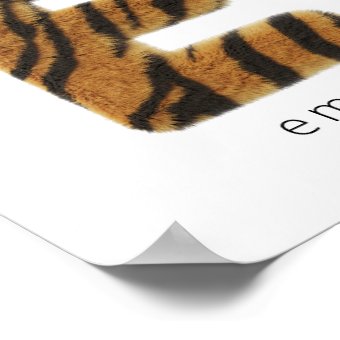 Letter E tiger fur Poster | Zazzle