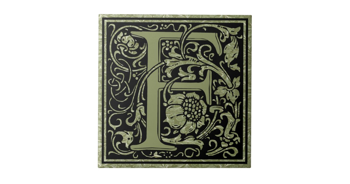 Letter F First Letter Monogram Tile | Zazzle