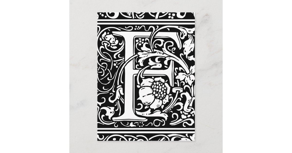 Letter F Medieval Monogram Art Nouveau Postcard | Zazzle