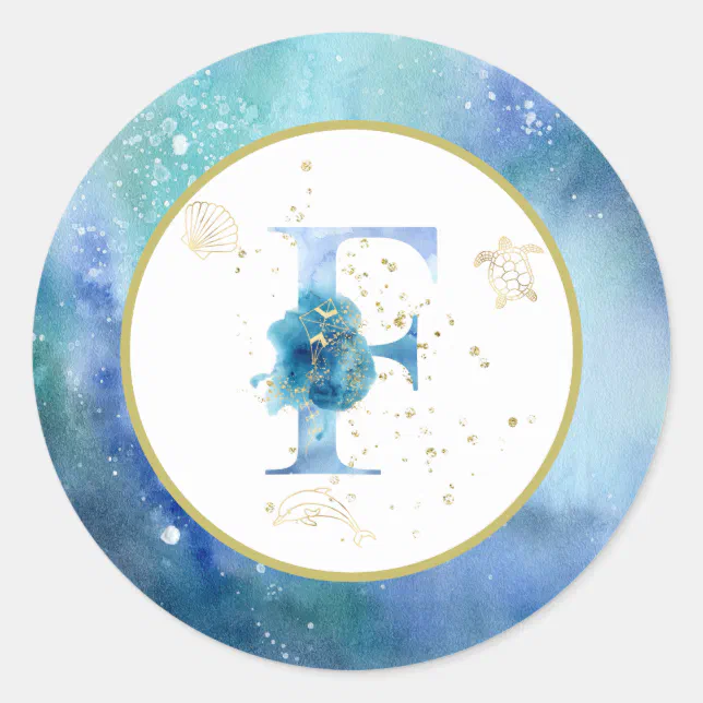 LETTER F - Nautical Beach Envelope Sticker | Zazzle