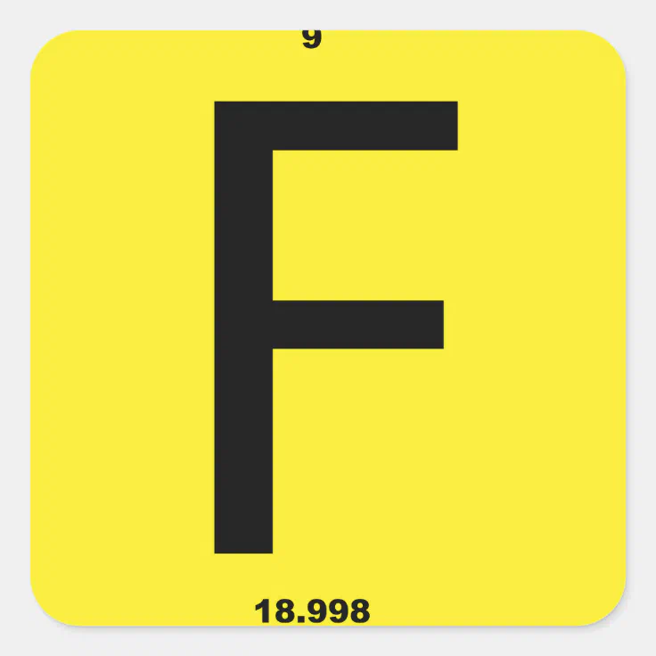 Letter F periodic table Square Sticker | Zazzle