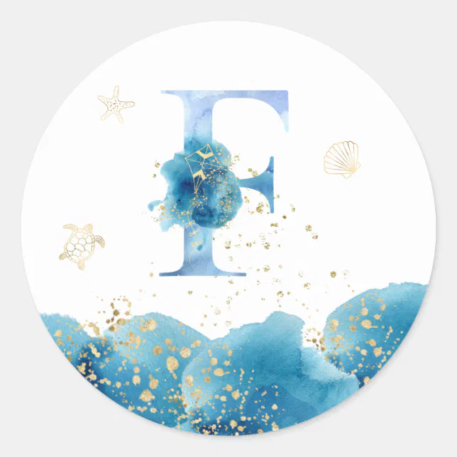 LETTER F - Sea Ocean Beach Envelope Sticker | Zazzle