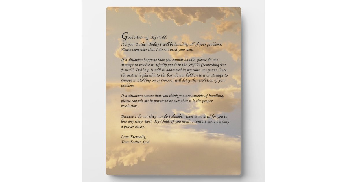 Letter From God Plaque | Zazzle.com