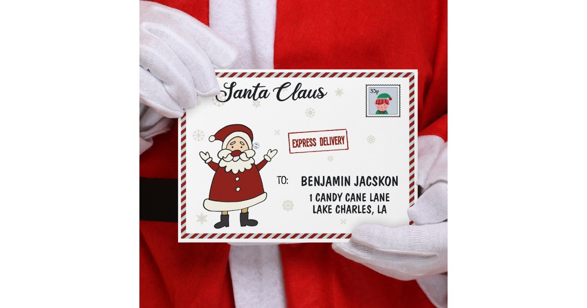 Letter from Santa Claus express delivery elf stamp Envelope | Zazzle