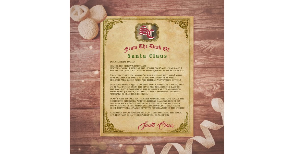 Letter From Santa Custom Kids Christmas Message | Zazzle