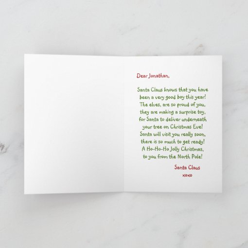 Letter from Santa - Elf and Presents Card Template | Zazzle