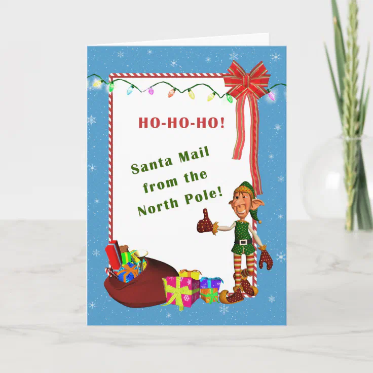 Letter from Santa - Elf and Presents Card Template | Zazzle
