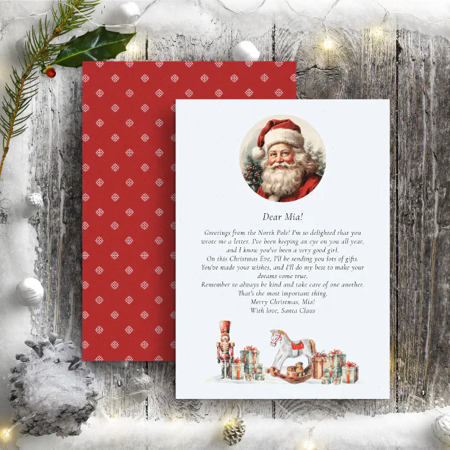 Letter from Santa to baby Cute Red Green Holiday Card | Zazzle