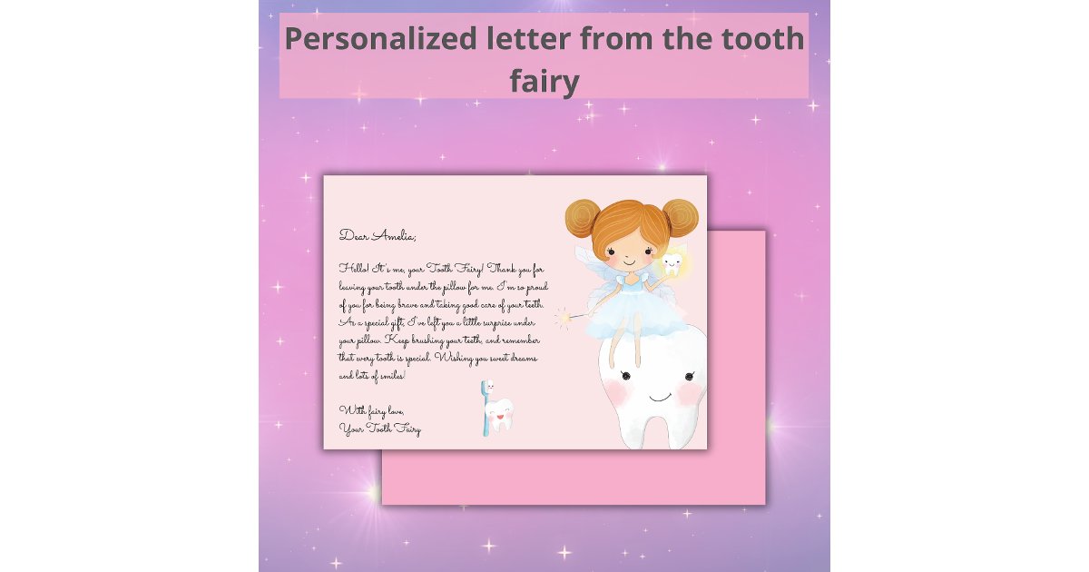 Letter From Tooth Fairy Blush Pink Girly Card | Zazzle