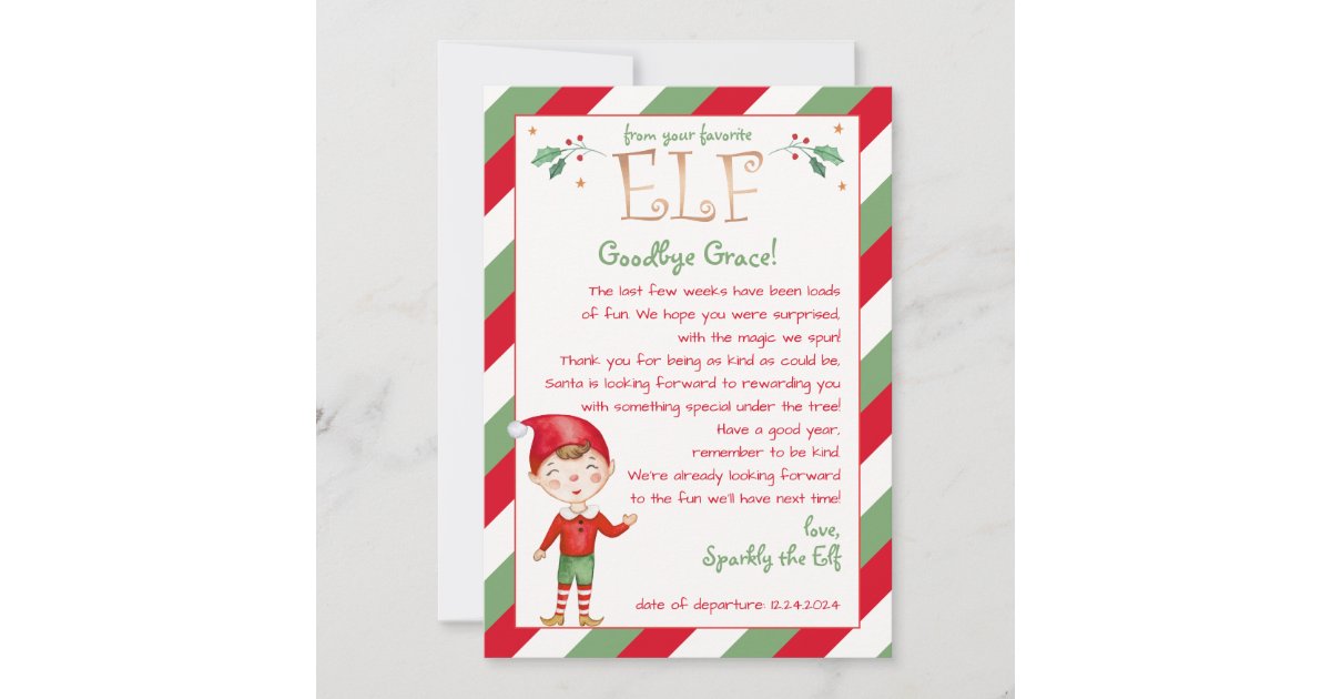Letter from Your Elf Hello or Goodbye Customize Invitation | Zazzle