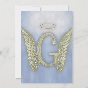 Letter G Angel Monogram Invitation | Zazzle