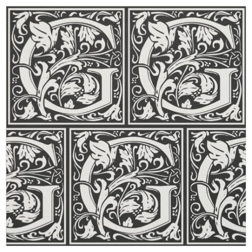 Letter G Medieval Monogram Art Nouveau Fabric | Zazzle