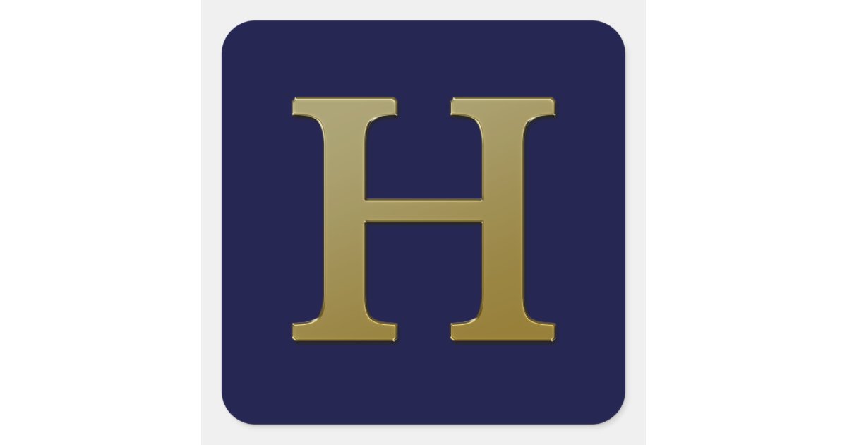 Letter H Gold Square Sticker | Zazzle