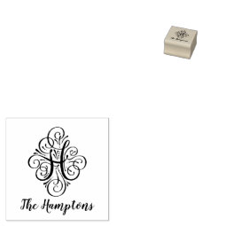 Letter H Initial Elegant Flourish Monogram Name Rubber Stamp | Zazzle