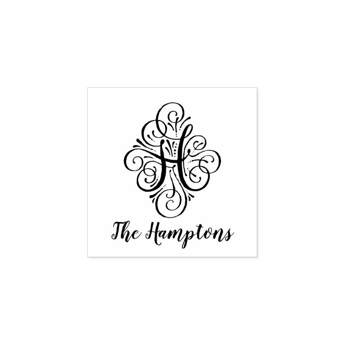 Letter H Initial Elegant Flourish Monogram Name Rubber Stamp | Zazzle.com
