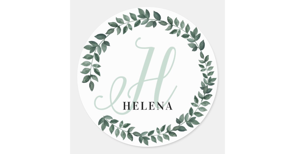 Letter H Monogram Custom Name Minimalist Botanical Classic Round ...