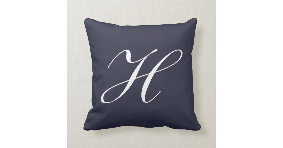Letter H Navy Blue Monogram Pillow | Zazzle.com