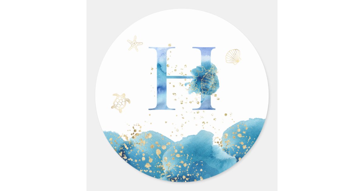 LETTER H - Sea Ocean Beach Envelope Sticker | Zazzle