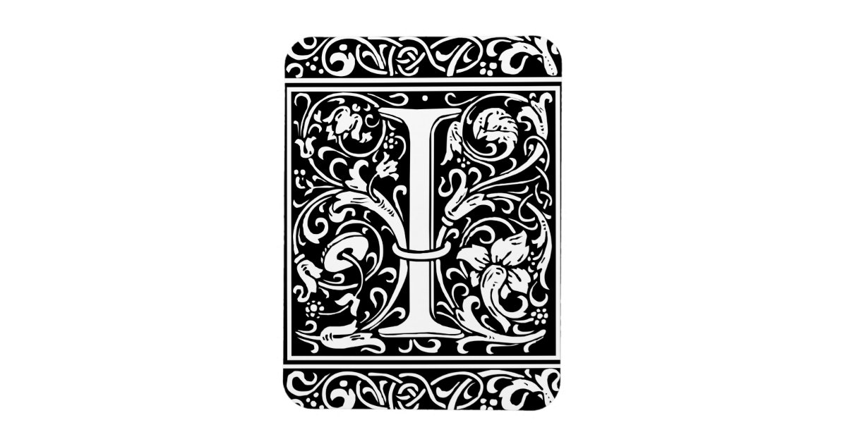 Letter I Medieval Monogram Art Nouveau Magnet | Zazzle