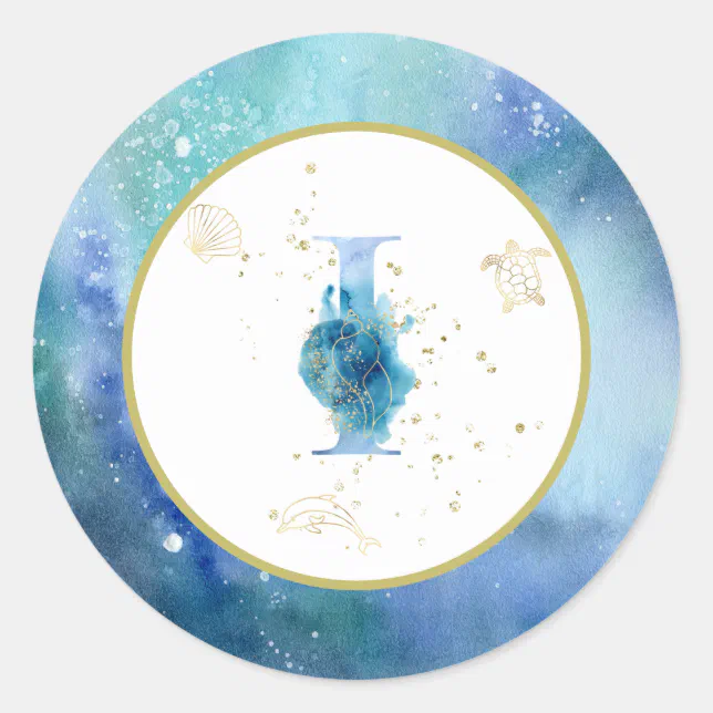 LETTER I - Nautical Beach Envelope Sticker | Zazzle