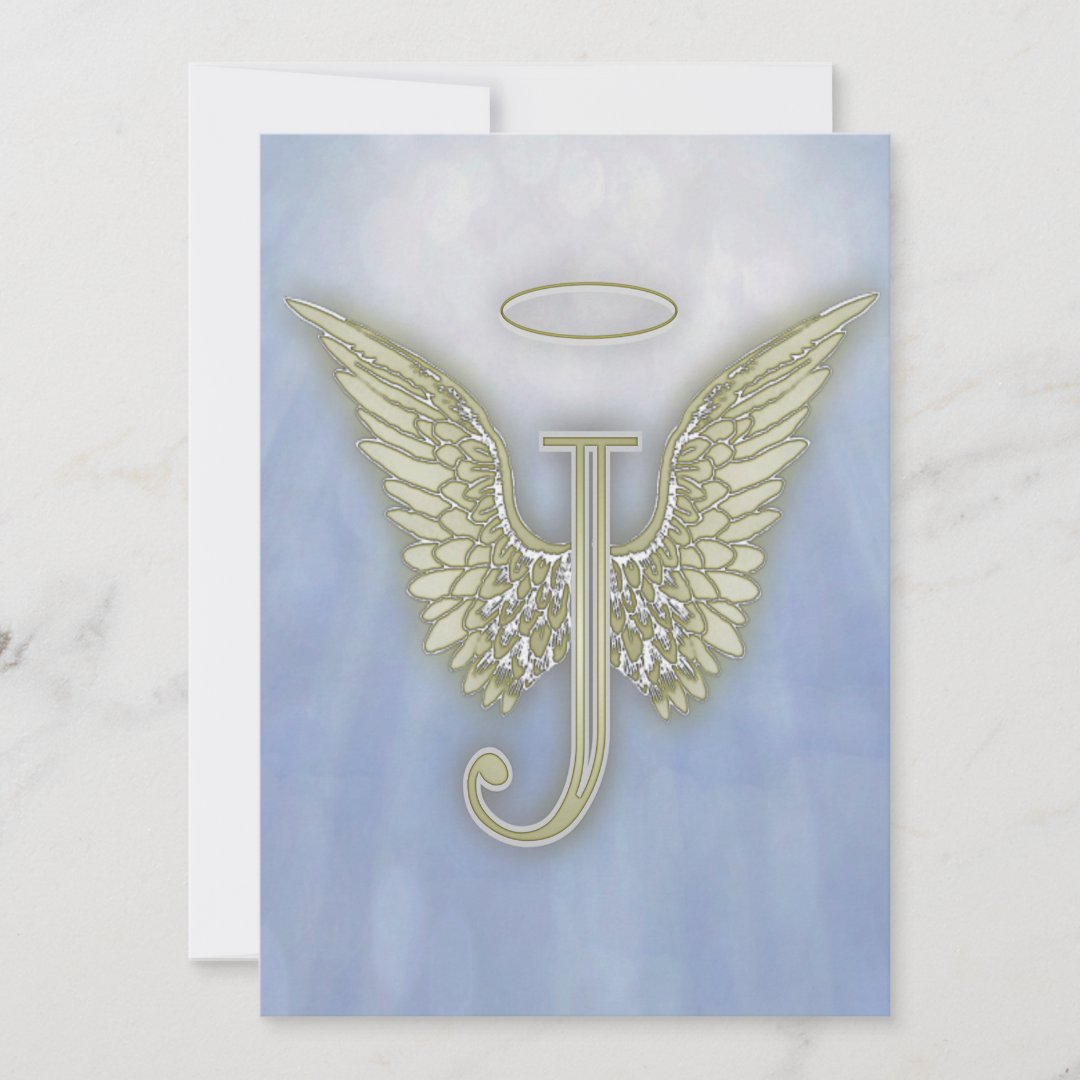 Letter J Angel Monogram Invitation | Zazzle