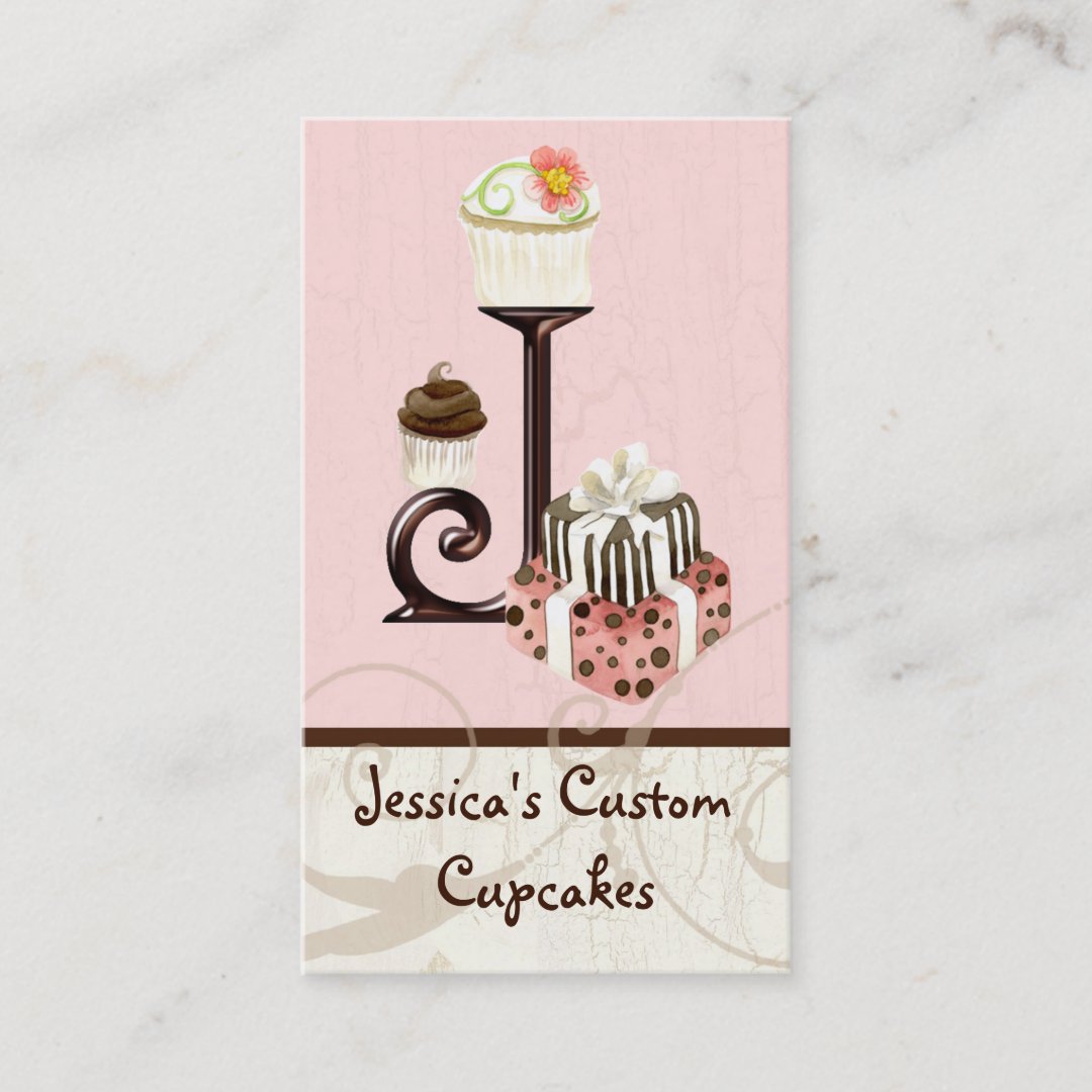 Letter J Monogram Dessert Bakery Business Cards | Zazzle