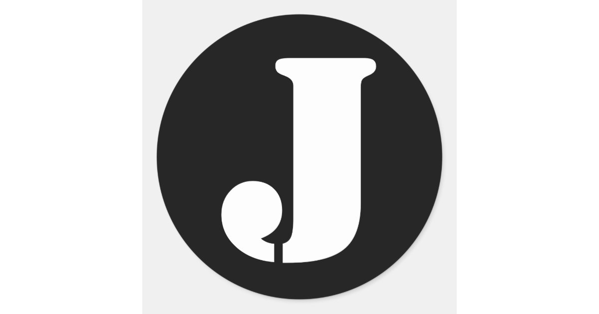Letter J Stencil Alphabet by Janz Black Classic Round Sticker | Zazzle