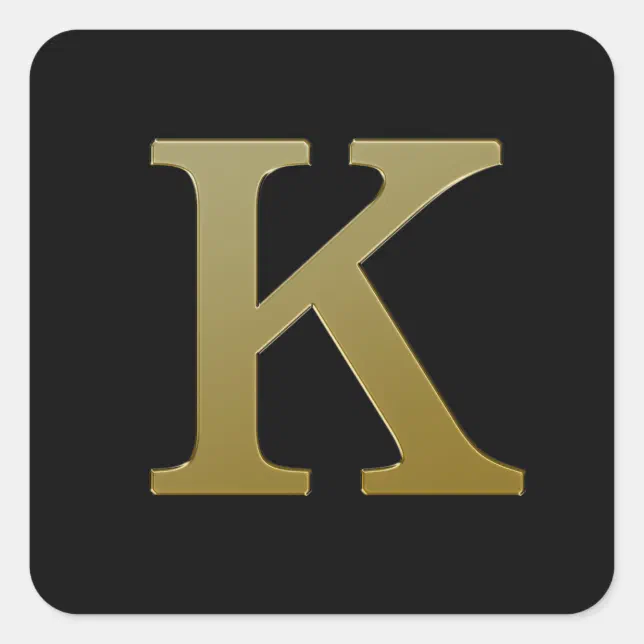 Letter K Gold Square Sticker | Zazzle