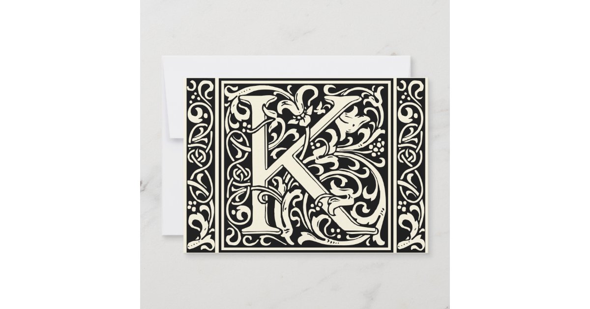 Letter K Medieval Monogram Art Nouveau Invitation | Zazzle