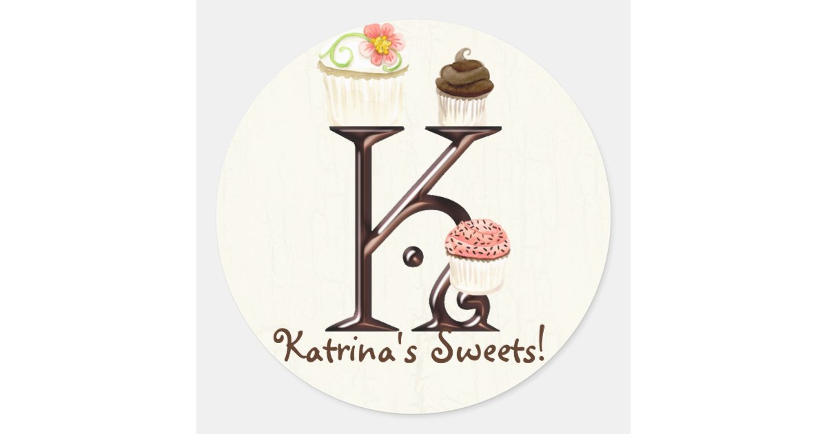 Letter K Monogram Cupcake Logo Business Stickers | Zazzle
