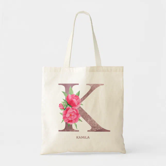 Letter K Personalized name monogram bridesmaid Tote Bag | Zazzle