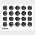 Letter K Rune Runic Monogram Geometric Moon Black Classic Round Sticker ...
