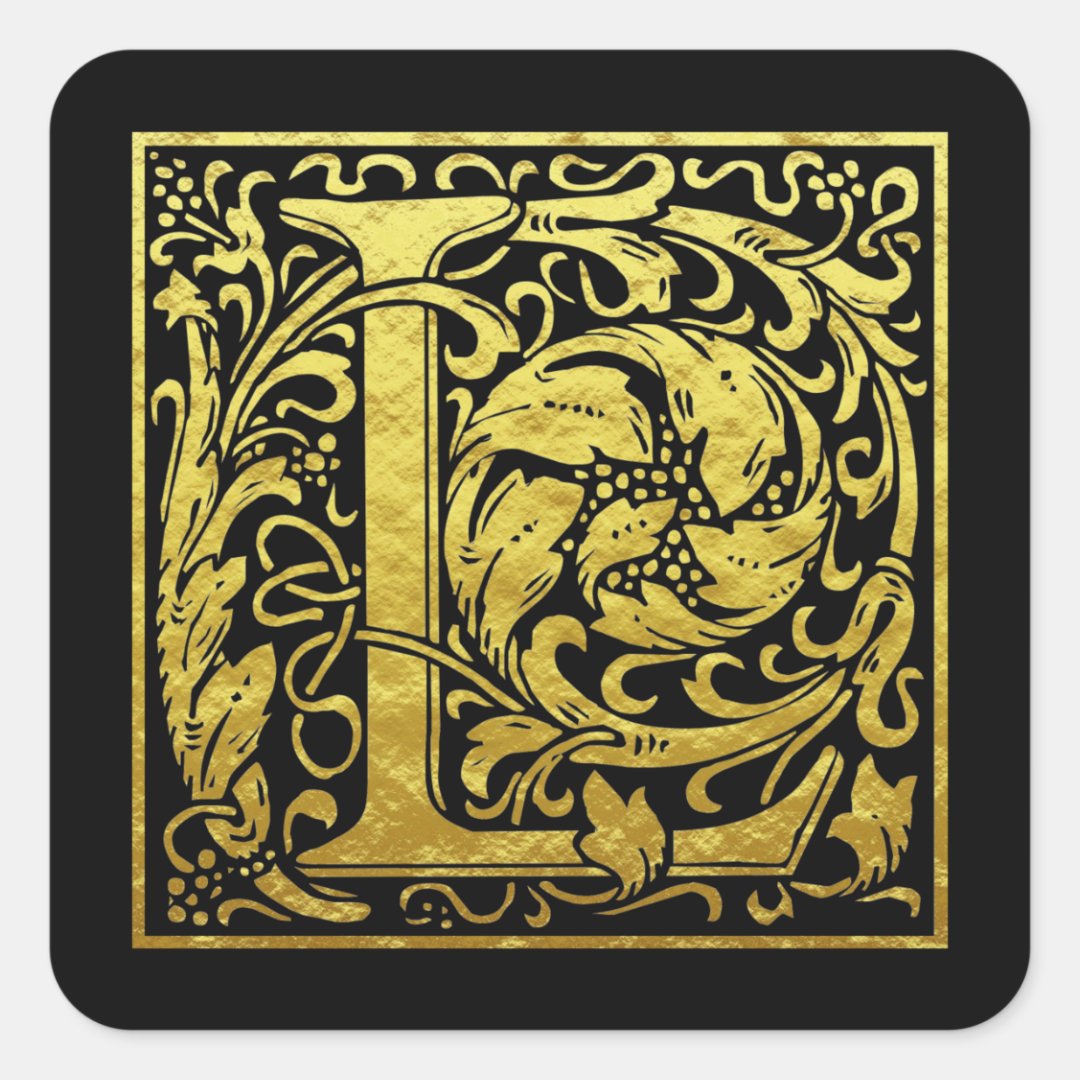 Letter L First Letter Faux Gold Sticker | Zazzle