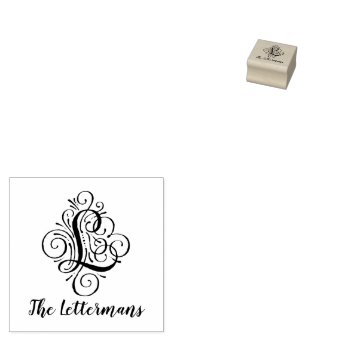 Letter L Initial Elegant Flourish Monogram Name Rubber Stamp | Zazzle