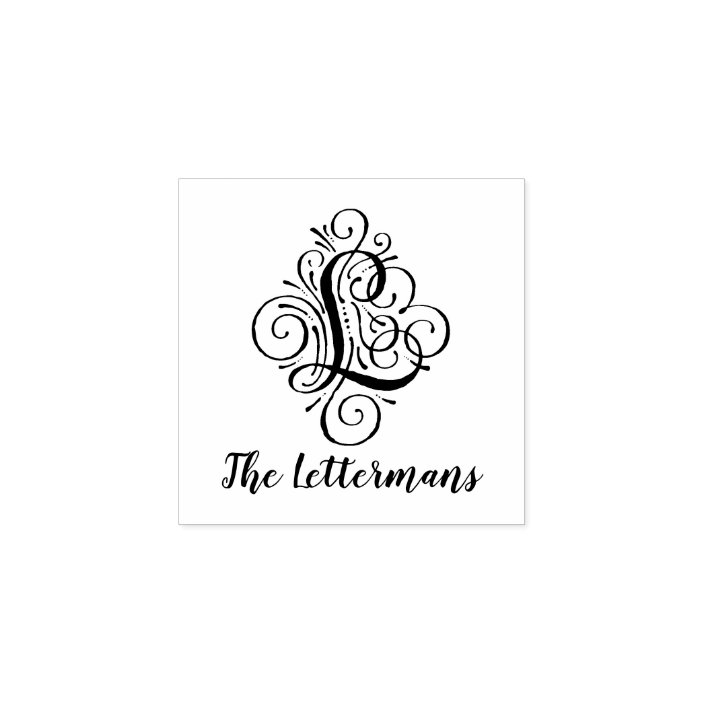 Letter L Initial Elegant Flourish Monogram Name Rubber Stamp | Zazzle.com