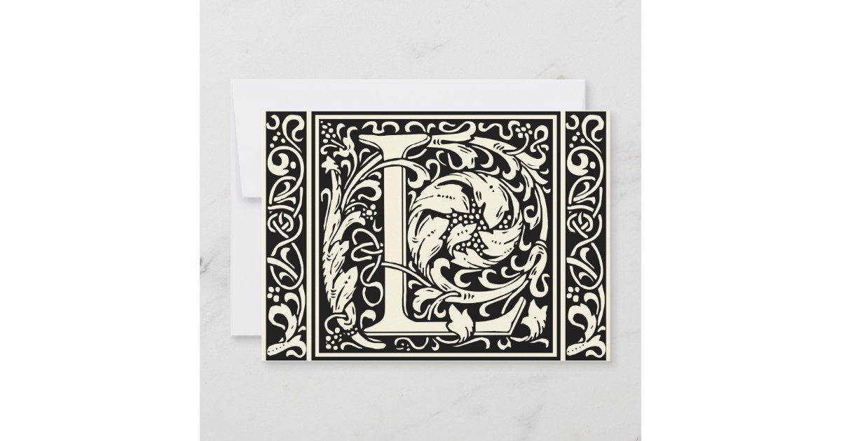 Letter L Medieval Monogram Art Nouveau Invitation | Zazzle