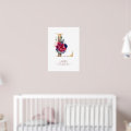 Letter L Monogram Floral Navy Blue and Burgundy Poster | Zazzle