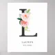 Letter L Monogram Watercolor Peach Florals Nursery Poster | Zazzle
