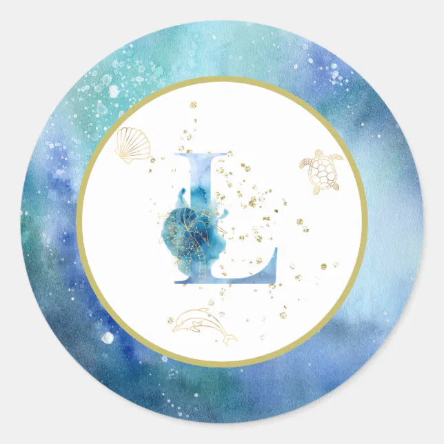 LETTER L - Nautical Beach Envelope Sticker | Zazzle