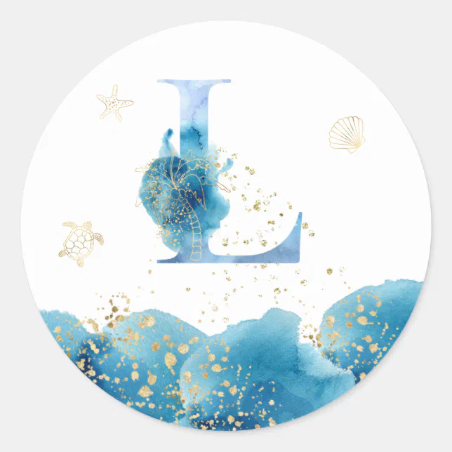 LETTER L - Sea Ocean Beach Envelope Sticker | Zazzle