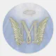 Letter M Angel Monogram Classic Round Sticker | Zazzle