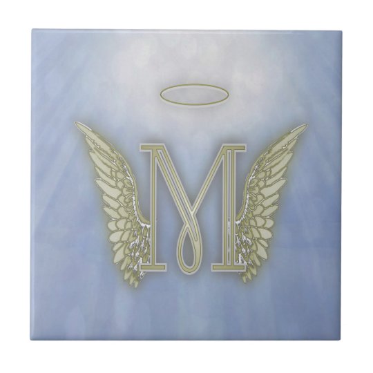Letter M Angel Monogram Tile | Zazzle.com