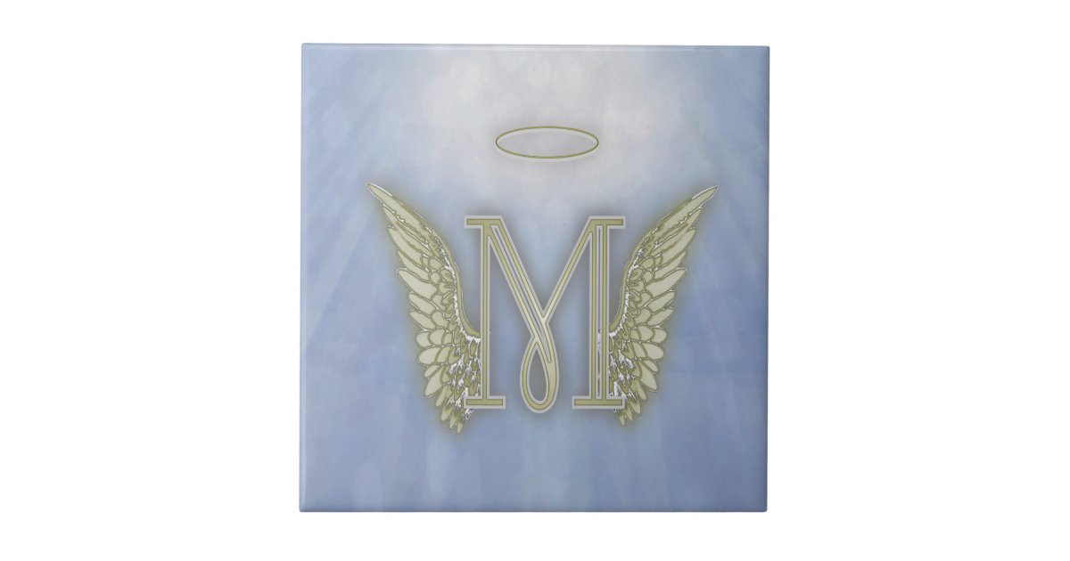 Letter M Angel Monogram Tile | Zazzle